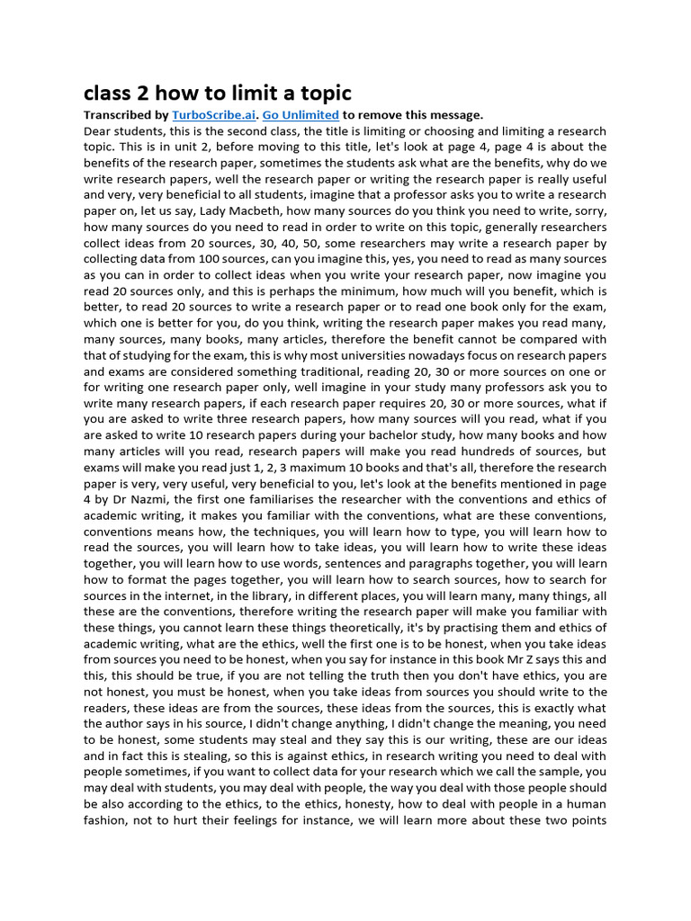 Limiting a Research Topic Effectively | PDF | Romeo And Juliet ...