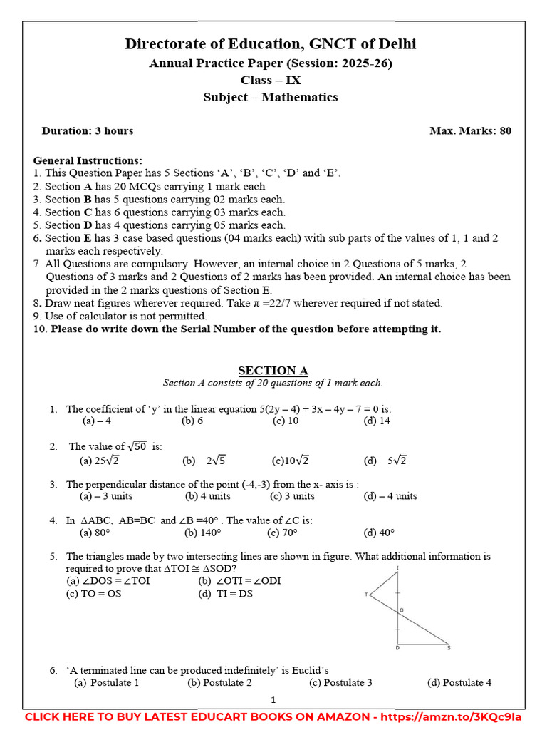 25-26 Edudel 9 Maths Paper (Annual) | PDF | Area | Sphere