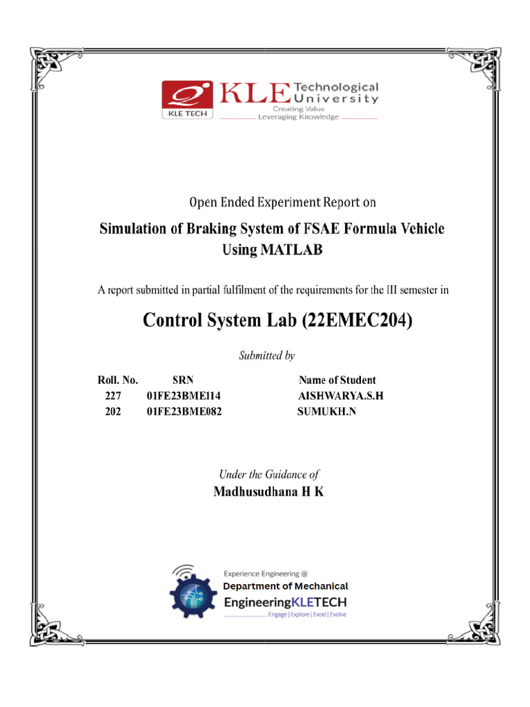 FSAE Vehicle Braking System Simulation | PDF | Brake | Simulation