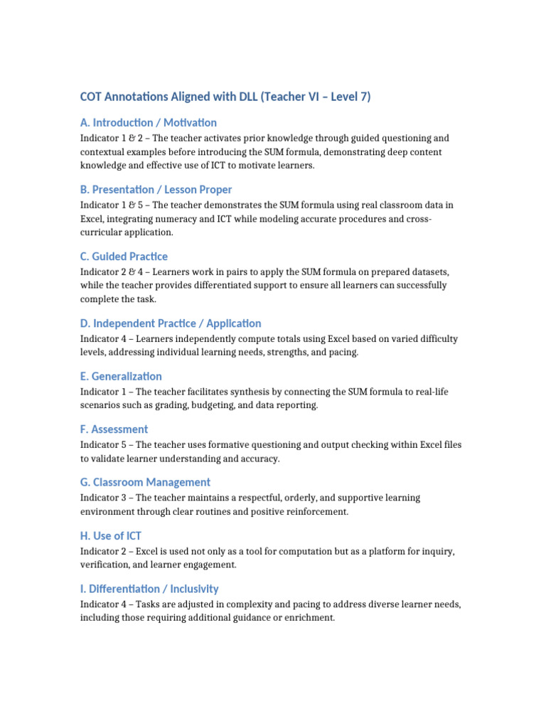 COT Attachment DLL Aligned Level7 | PDF