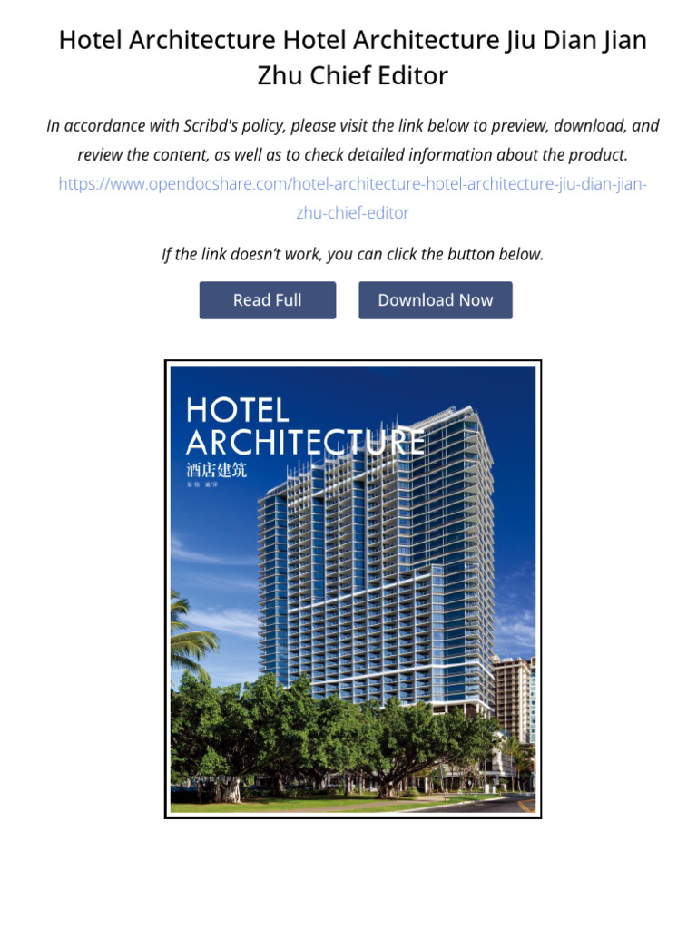 Hotel Architecture Hotel Architecture Jiu Dian Jian Zhu Chief Editor | PDF