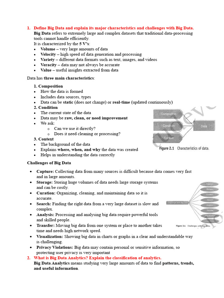 Define Big Data and Explain Its Major Characteristics With Suitable ...