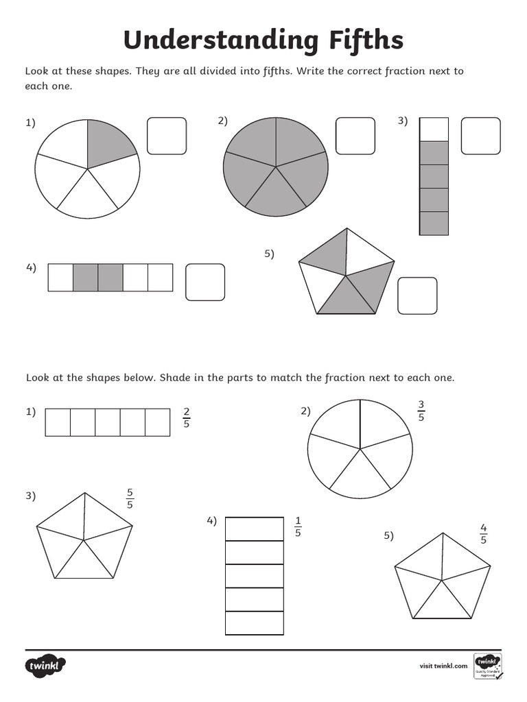 Understanding Fifths: Fraction Activities | PDF