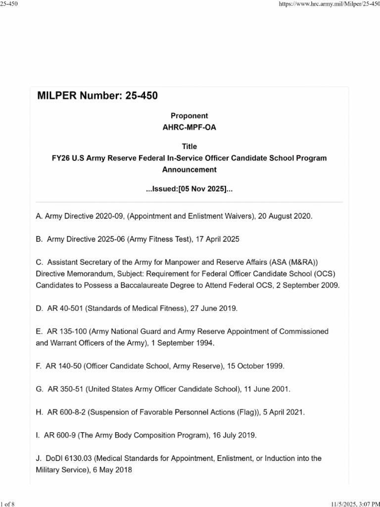 FY26 US Army Reserve OCS Program Guide | PDF | United States Army ...