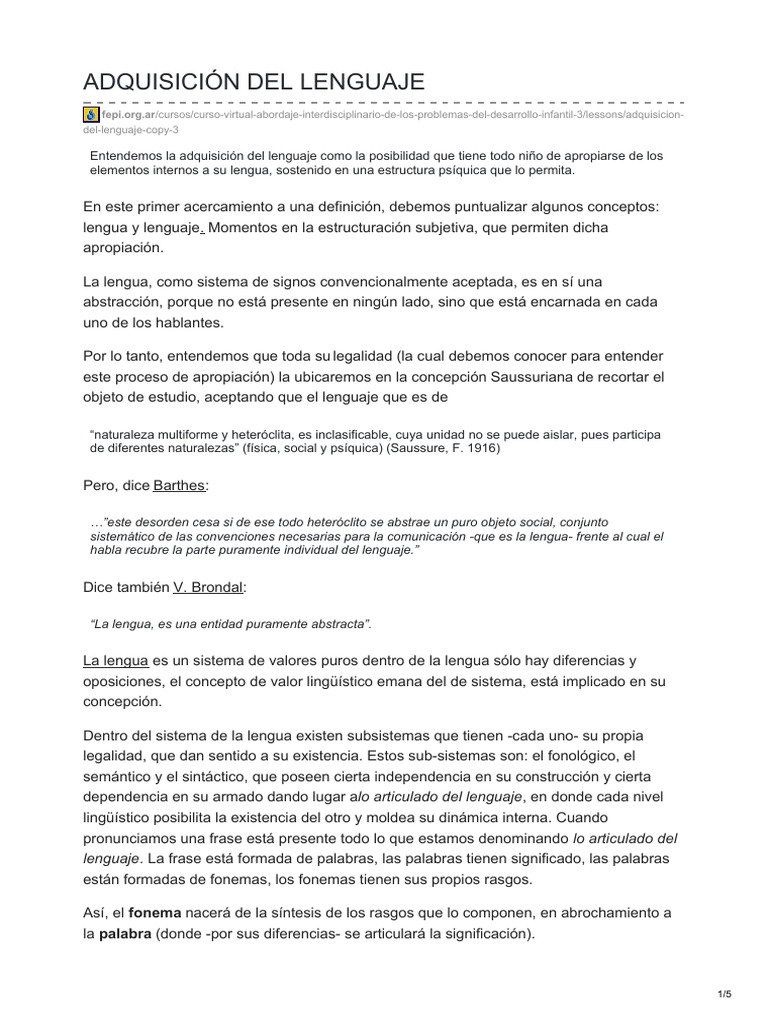 Adquisición del Lenguaje en Niños | PDF | Palabra | Lingüística