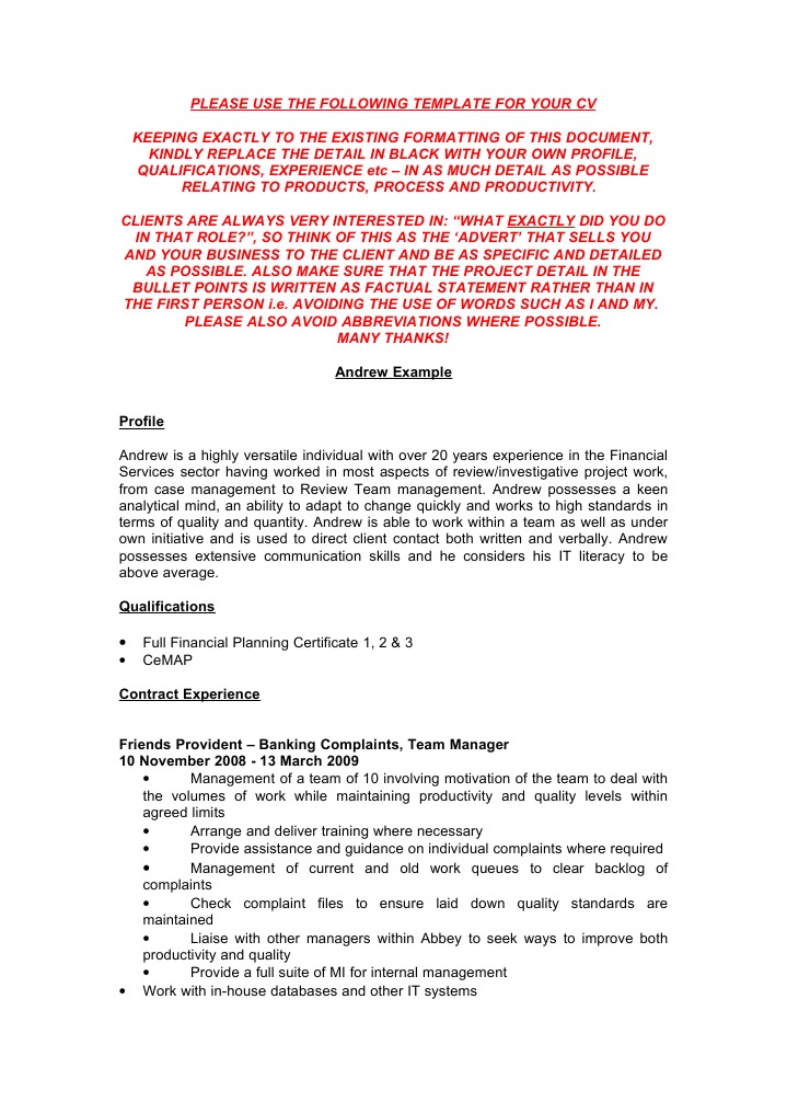Approved CV Template | PDF | Financial Adviser | Advice (Opinion)