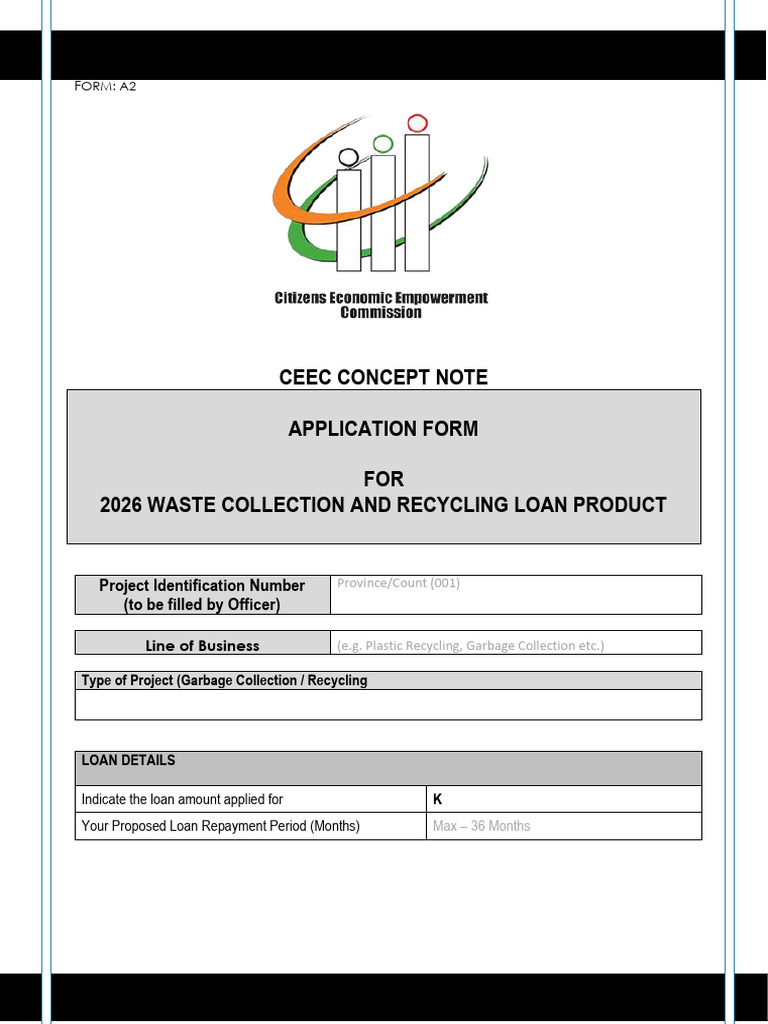 Application Form A2 2026 For Waste Collection and Recycling FINAL | PDF ...