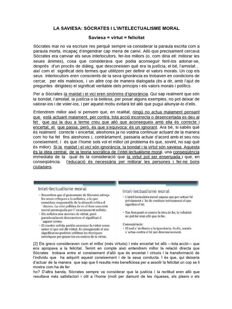 Sòcrates i l'Intel·Lectualisme Moral Menón o Sobre La Virtud | PDF
