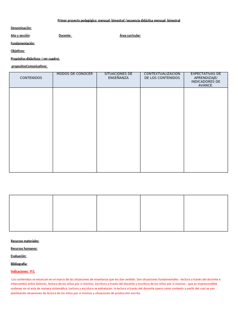 Matriz de Proyecto Bimestral 2024. | PDF