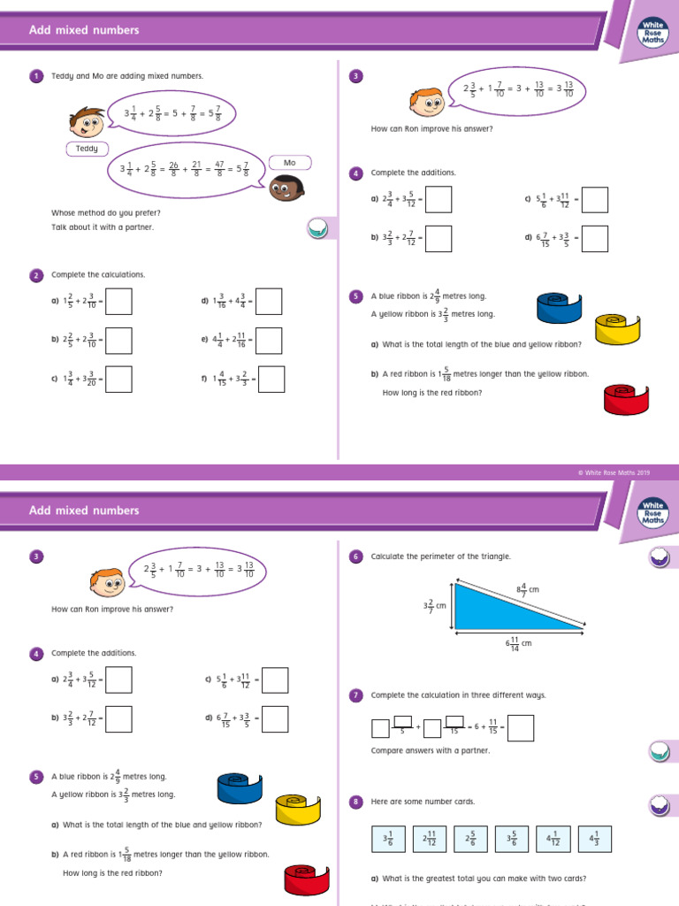 Y5 Spring Block 2 D11 Add Mixed Numbers 2019 | PDF | Length ...