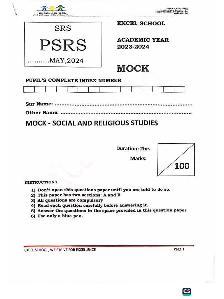 Excel School SRS Mock | PDF