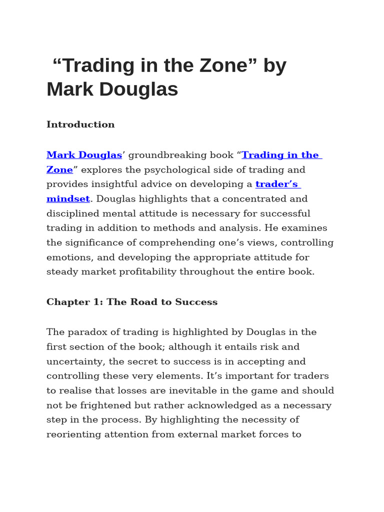 Trading in the Zone Book Summary | PDF | Mind | Idea