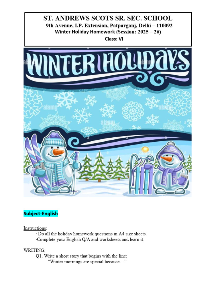 Class VI Winter 2025 26 | PDF | Rectangle