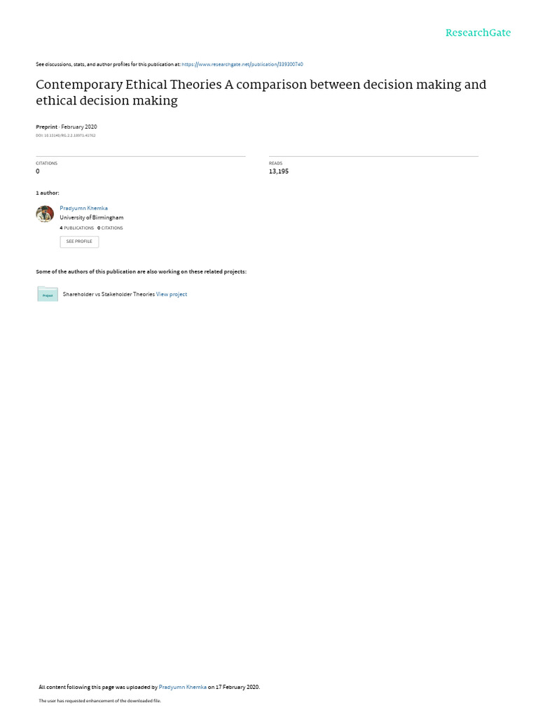 Ethical Decision-Making in Organizations | PDF | Utilitarianism | Justice
