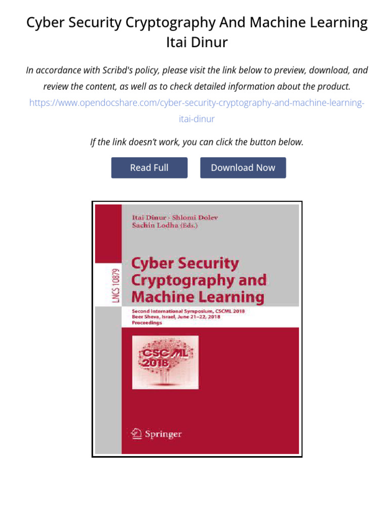 Cyber Security Cryptography and Machine Learning Itai Dinur | PDF ...