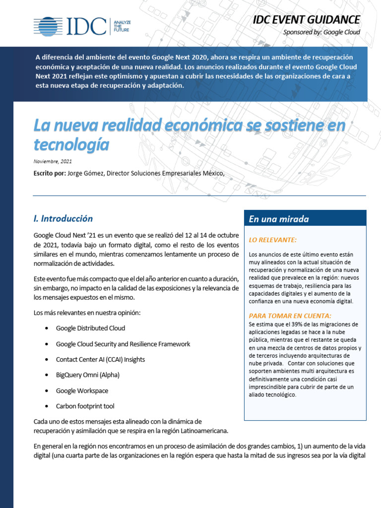 Google Cloud Next 2021 | PDF | Computación en la nube | Servicios web de Amazon