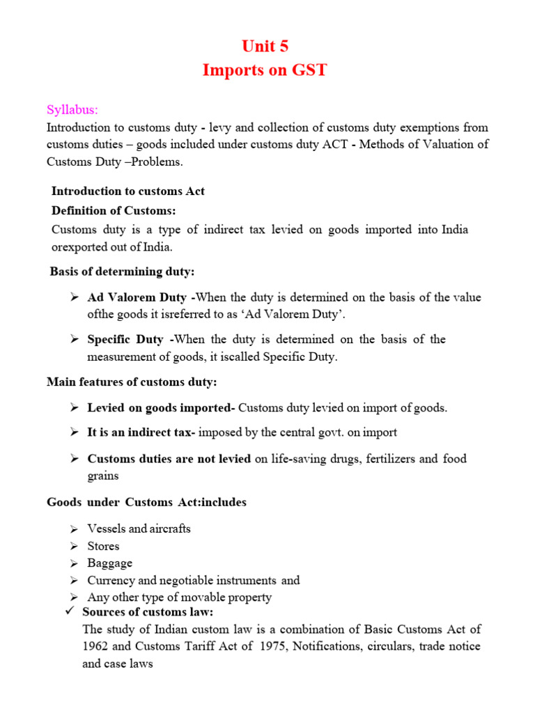 Understanding Customs Duty and GST | PDF | Taxes | Prices