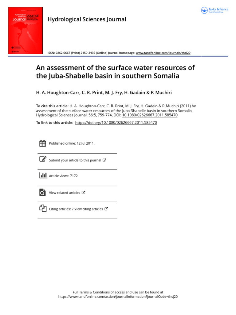 An Assessment of the Surface Water Resources of the Juba-Shabelle Basin ...