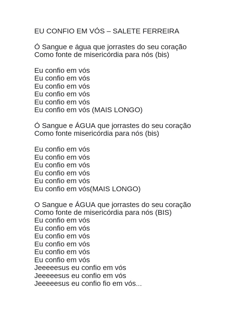 Eu Confio Em Vós | PDF