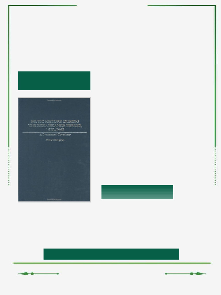 Music History During the Renaissance Period 1520 1550 A Documented ...