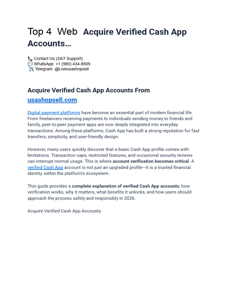 Top 4 Web Acquire Verified Cash App Accounts… | PDF | Cash | Risk