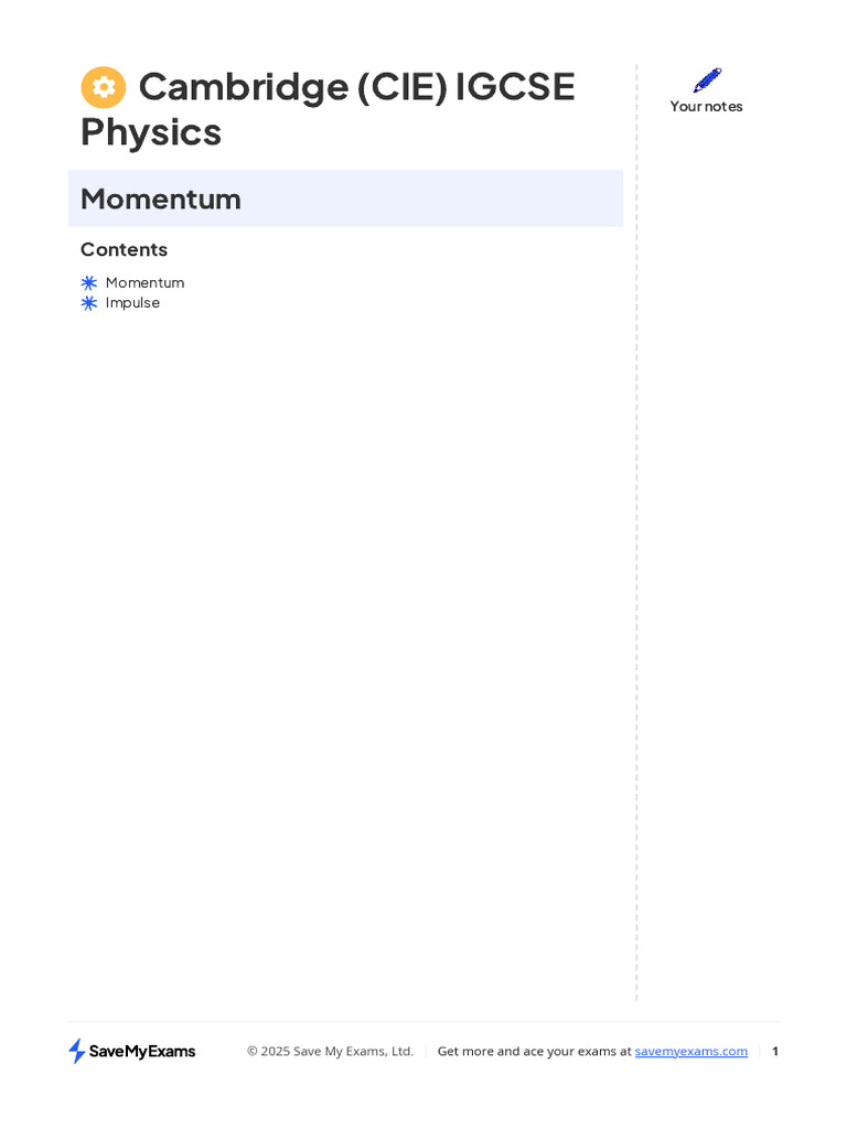IGCSE Physics: Momentum and Impulse Guide | PDF | Momentum | Physics