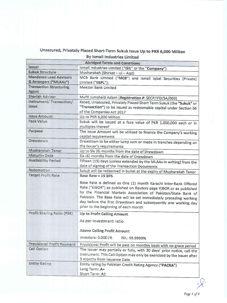 Approved Sukuk Structure | PDF