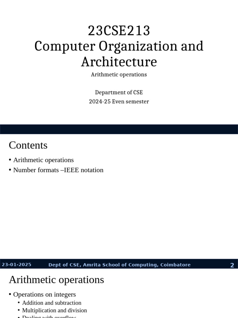 Computer Arithmetic Operations Guide | PDF | Multiplication | Division ...