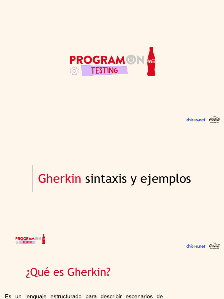 Clase 9 - Gherkin Sintaxis y Ejemplos.pptx | PDF | Pruebas de software | Software