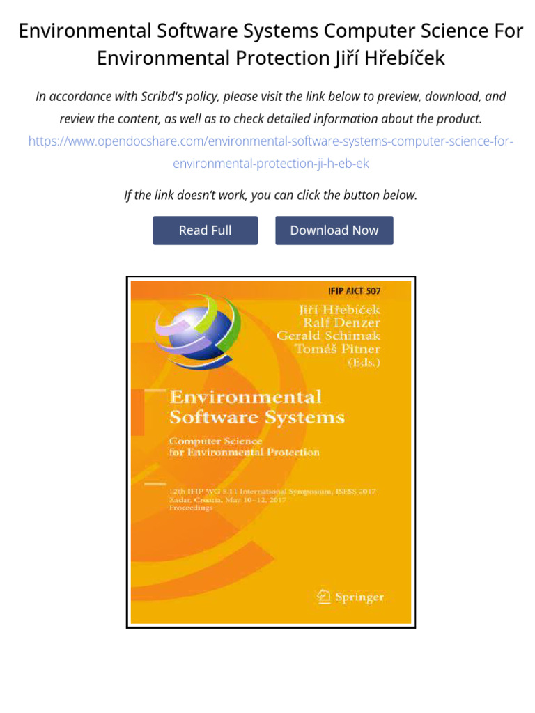Environmental Software Systems Computer Science for Environmental Protection Jiří Hřebíček | PDF ...