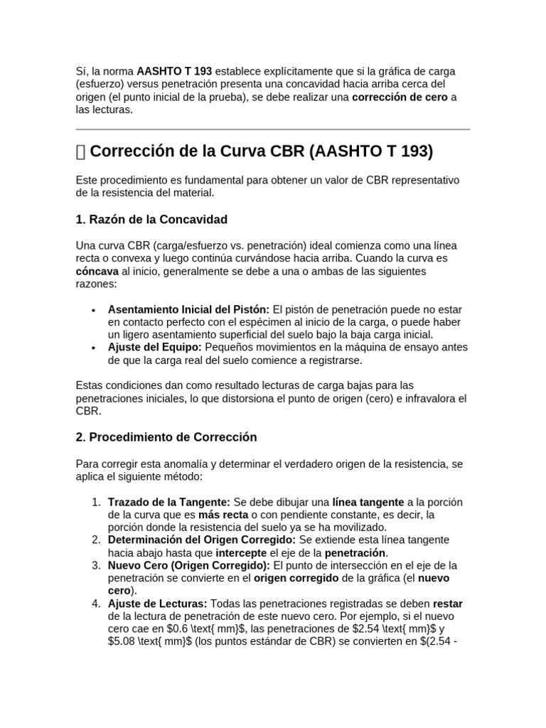Corrección de La Curva CBR (AASHTO T 193) | PDF | Geometría