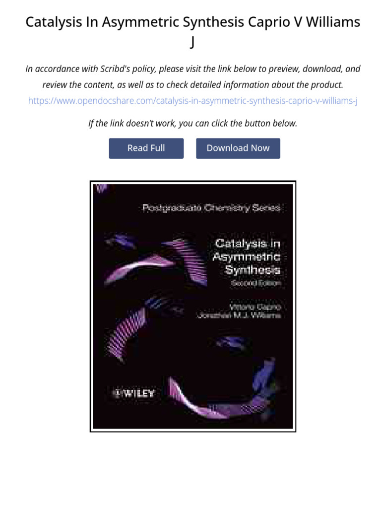 Catalysis In Asymmetric Synthesis Caprio V Williams J | PDF ...