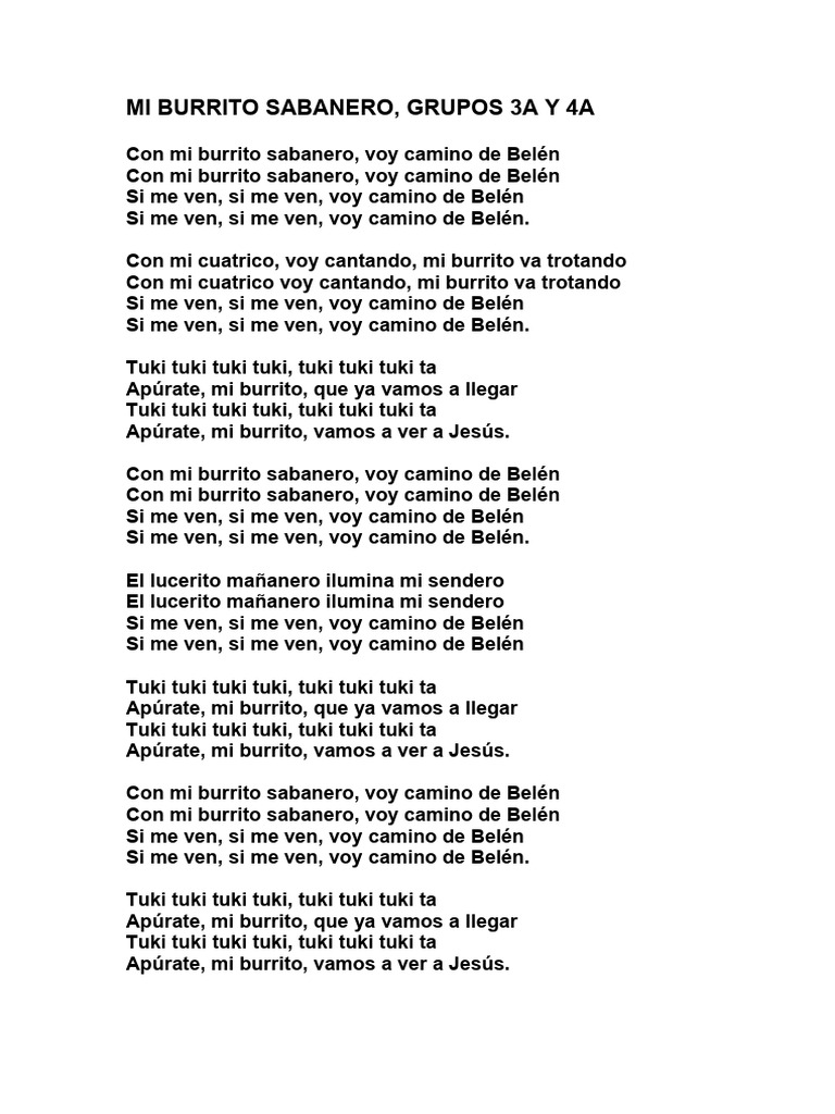 Burrito Sabanero: Canción Navideña | PDF