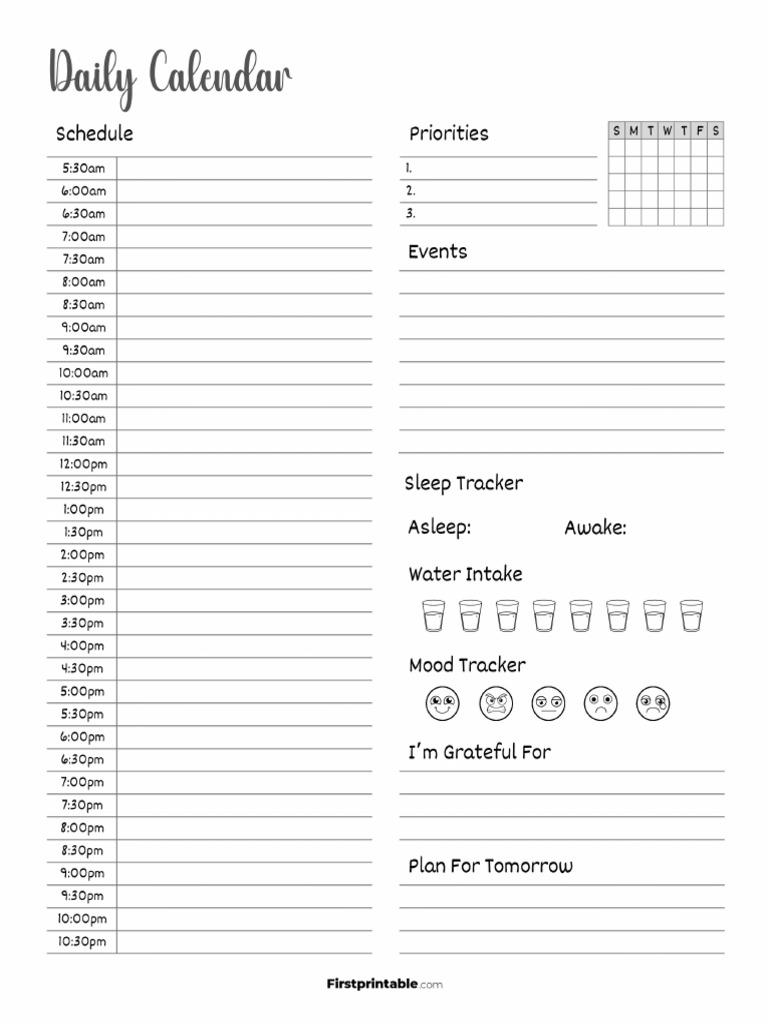 Printable Daily Planner Template 38 Firstprintable Com | PDF