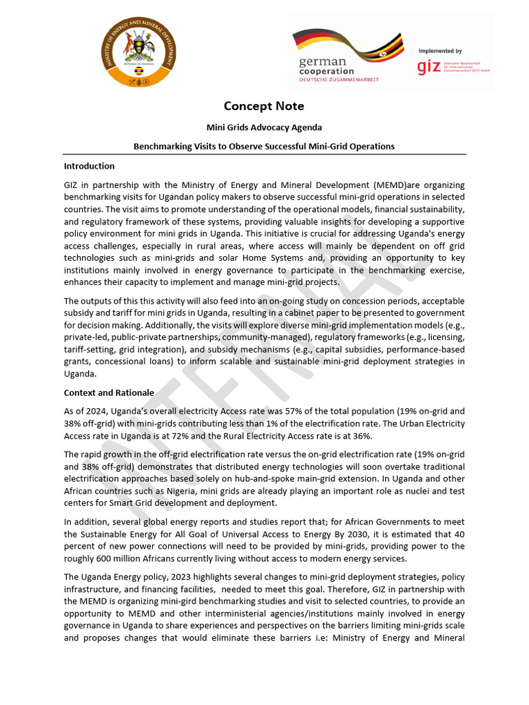 Concept Note_ Mini Grid Benchmarking Studies (1) | PDF | Policy | Solar Power