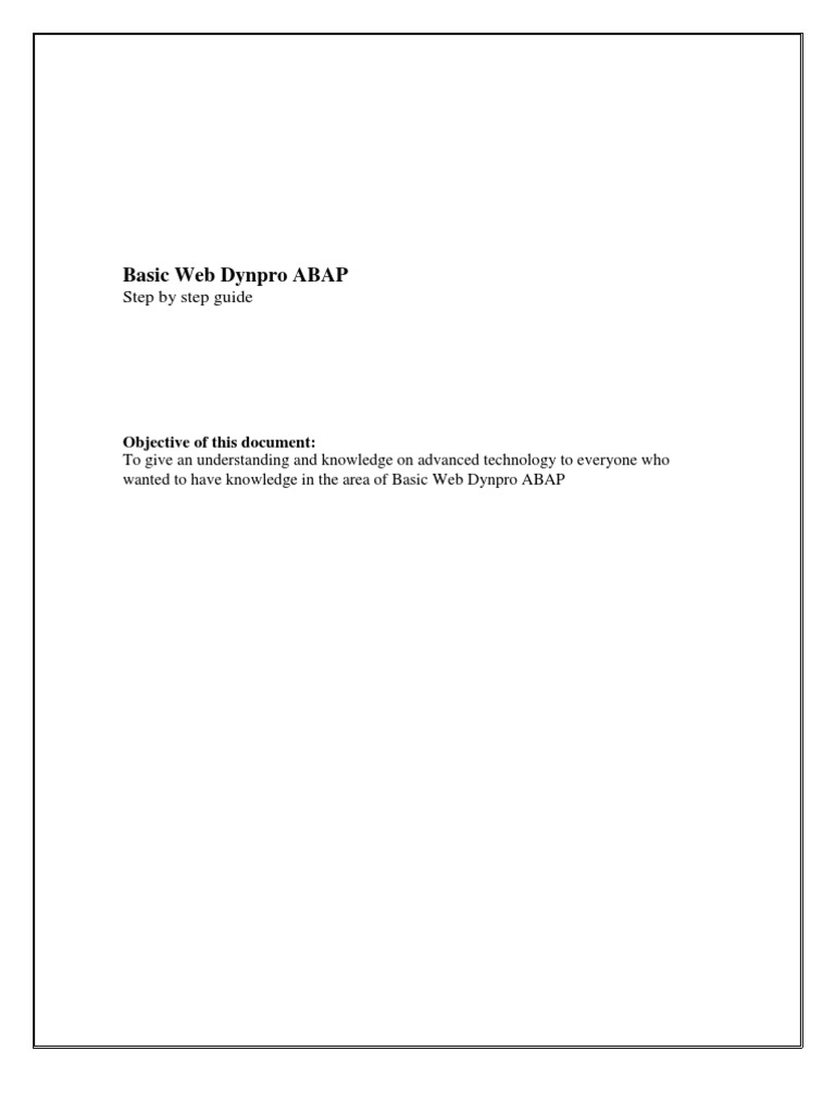 Step by Step Guide To Basic Webdynpro Abap | PDF