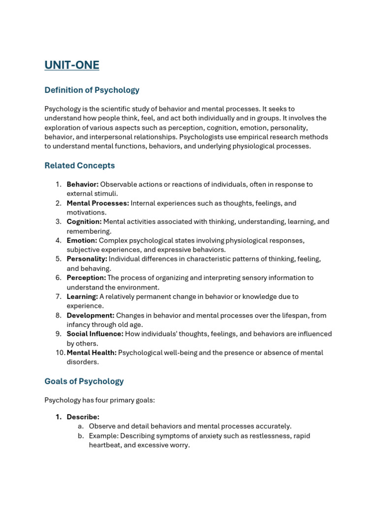 Overview of Psychology Concepts and History | PDF | Perception | Psychology