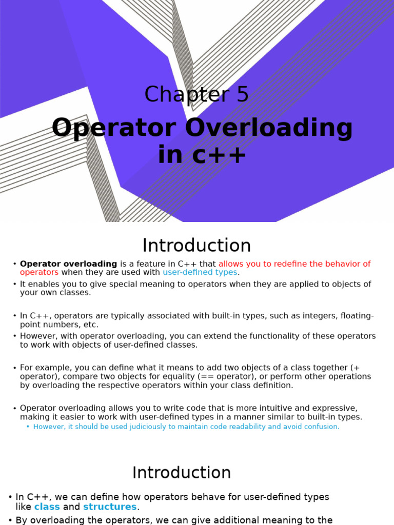 Chapter 5 OPerator Overloading | PDF | Parameter (Computer Programming ...