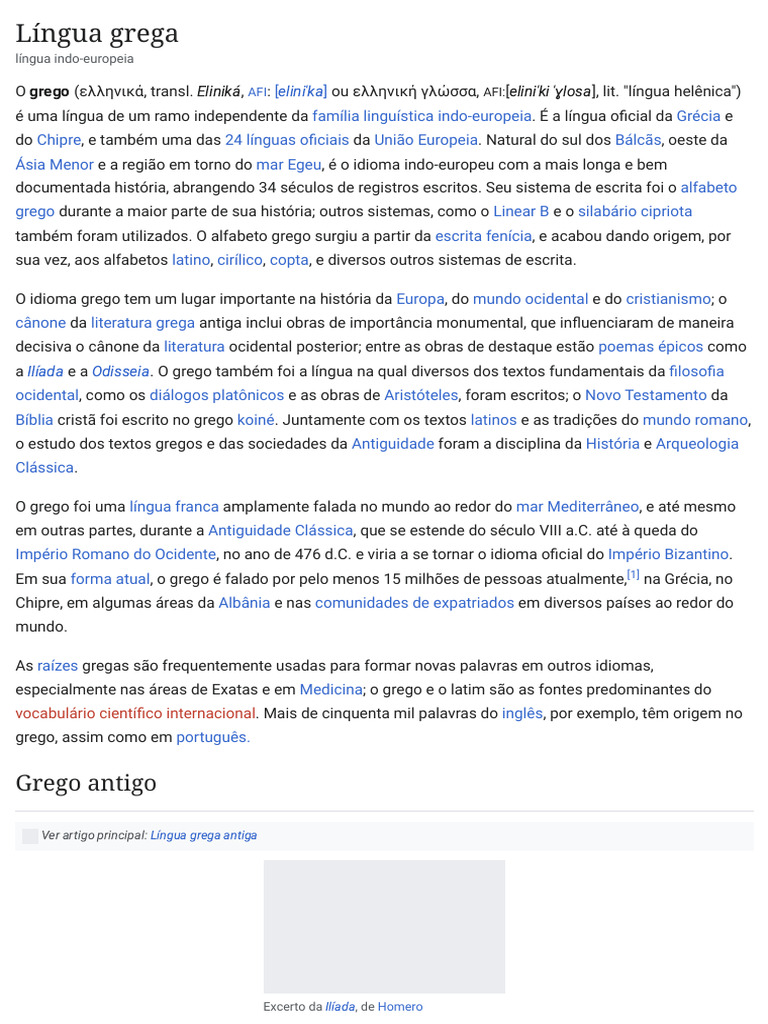Língua grega – Wikipédia, a enciclopédia livre | PDF | Grego (idioma ...