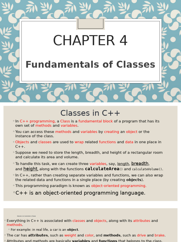 Chapter 4_Concepts of Classes | PDF | Class (Computer Programming ...