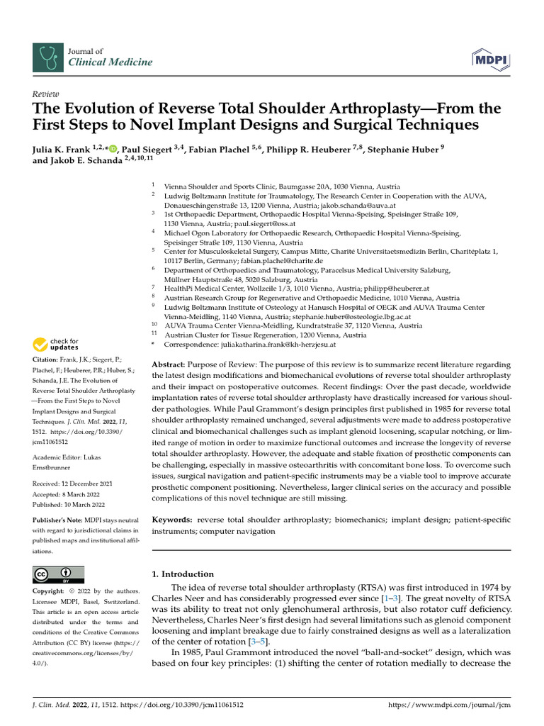 Evolution of Reverse Shoulder Arthroplasty | PDF | Dental Implant ...
