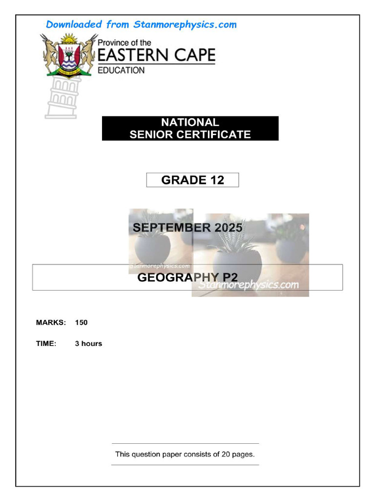 EC Geography Grade 12 September 2025 P2 and Memo | PDF