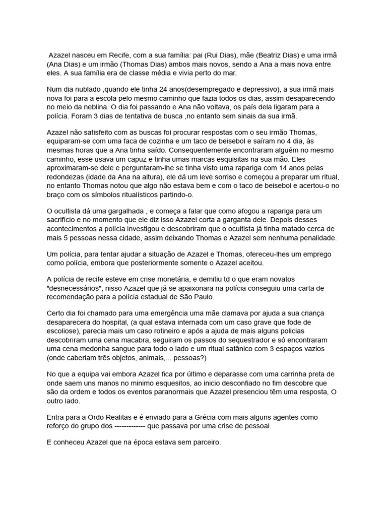 Backstory Azazel | PDF