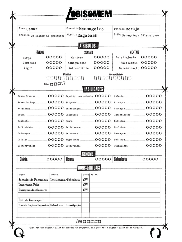 Ficha Lobisomem 5E CÉSAR (1) | PDF