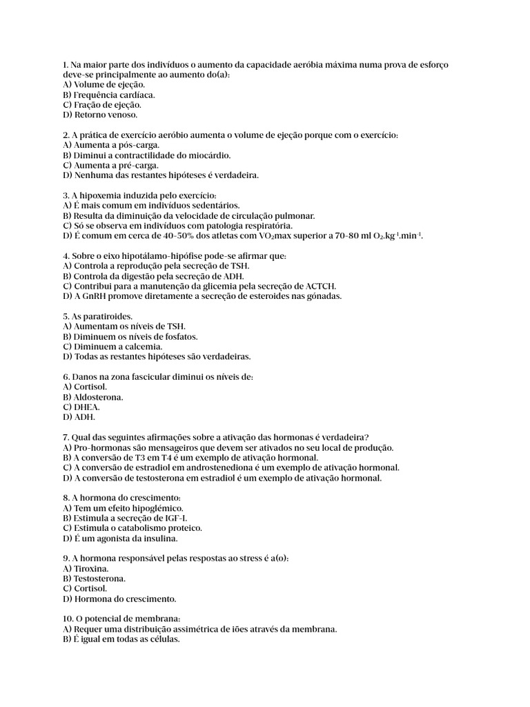 Perguntas Testes T1-T9 | PDF | Músculo | Gânglios basais