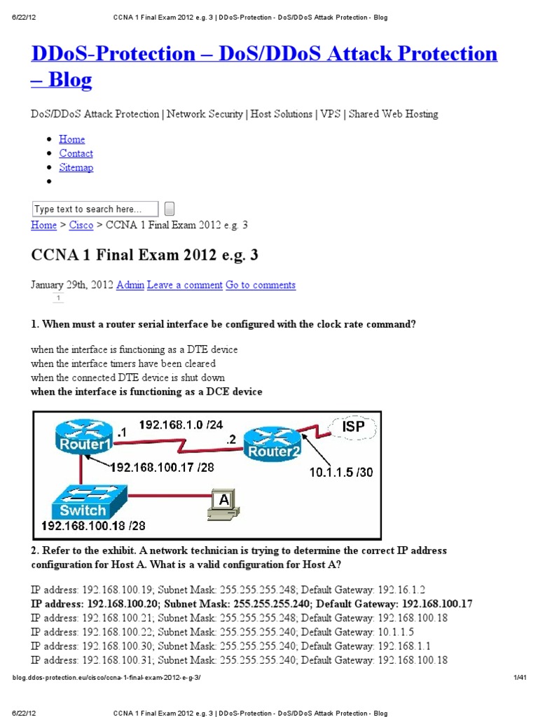 CCNA 1 Final Exam 2012 E.G | PDF | Transmission Control Protocol ...