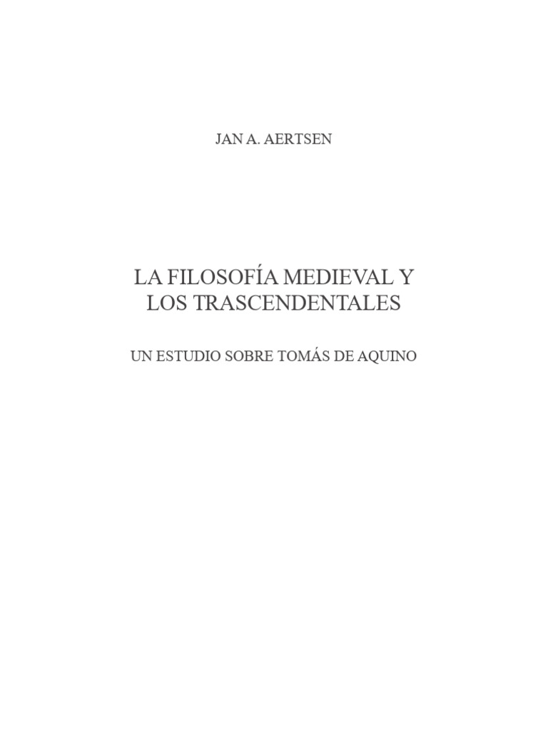 Jan A. Aertsen, Introducción, en La Filosofía Medieval y Los ...
