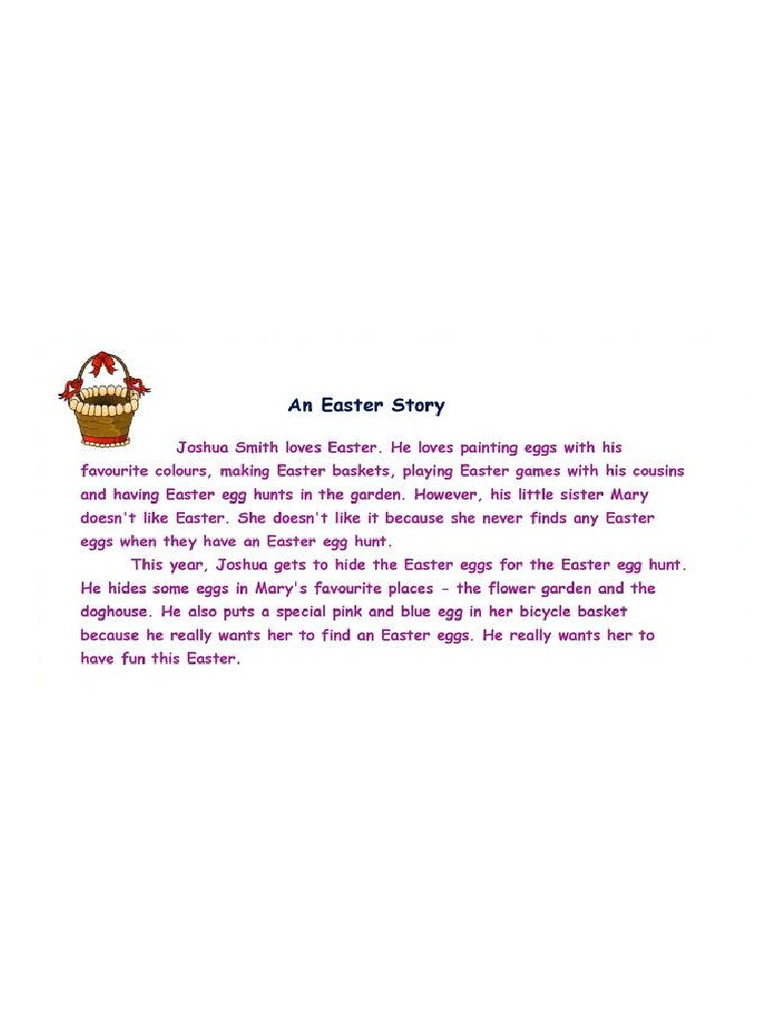 An Easter Story II Fun Activities Games Oneonone Activities Reading C ...