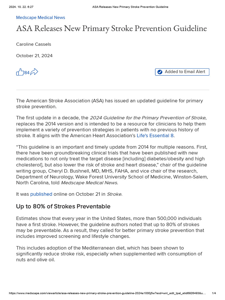 2024 ASA Stroke Prevention Guidelines | PDF