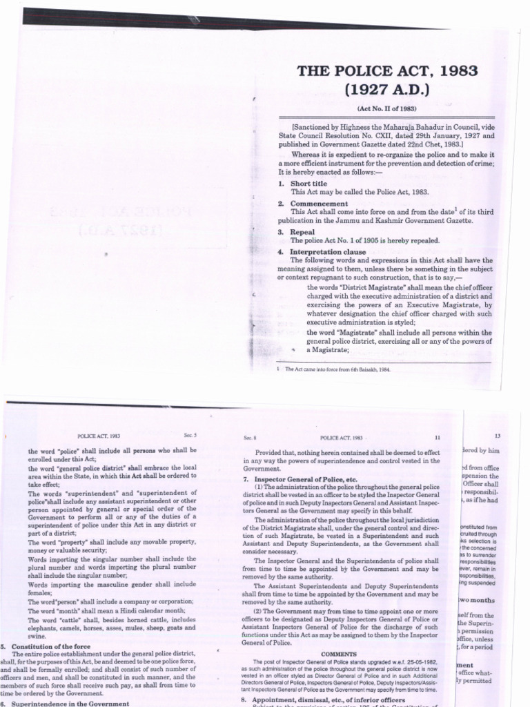 Police Act 1983 | PDF | Police | Magistrate